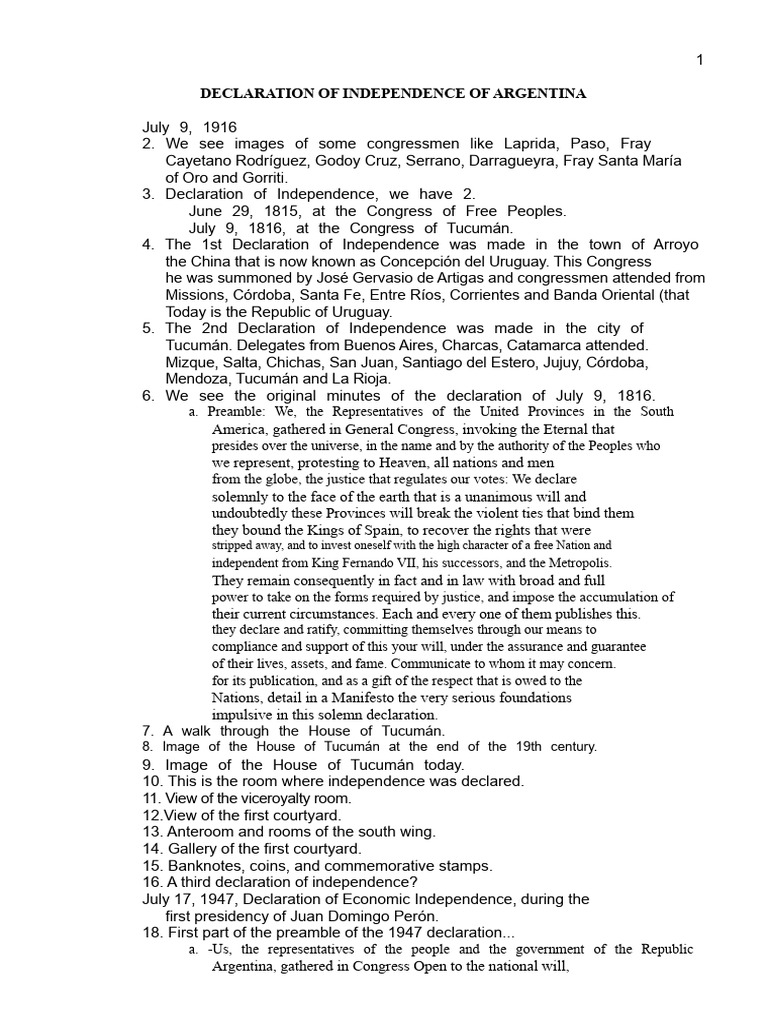 Declaration of Independence of Argentina | PDF | Argentina