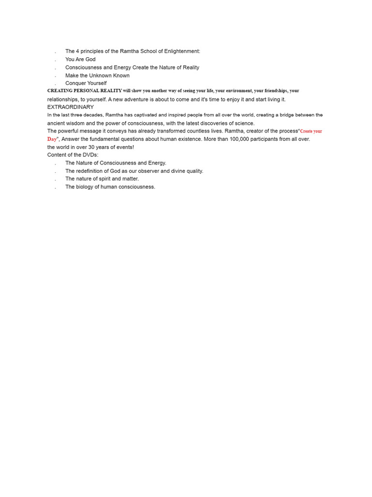 Ramtha School: 4 Enlightenment Principles | PDF