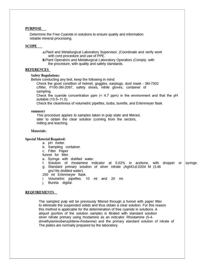 Determination of Free Cyanide | PDF | Cyanide