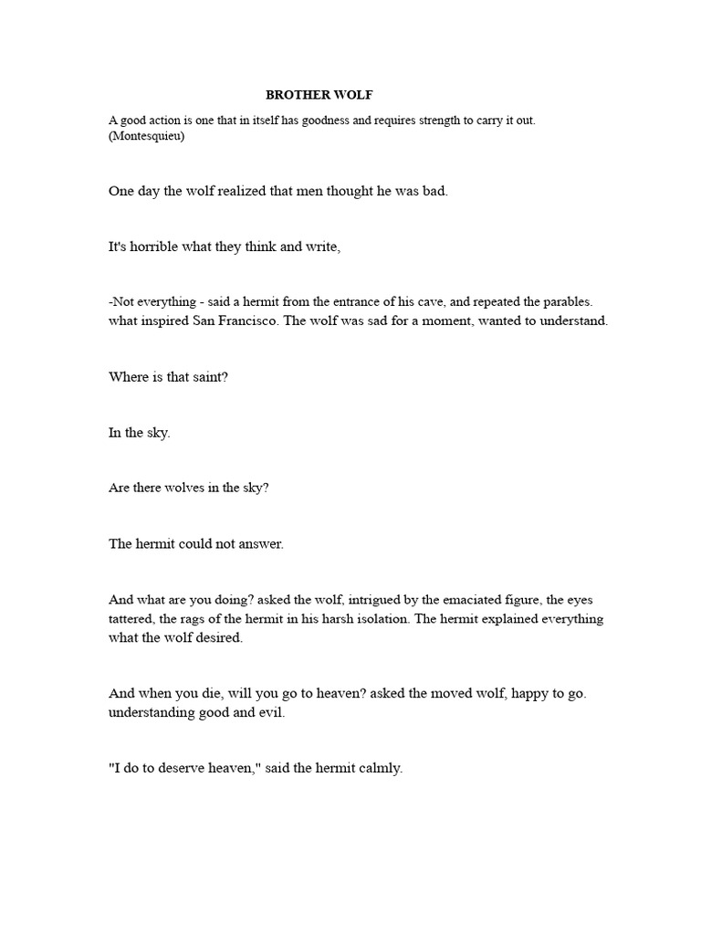 BROTHER WOLF Reading Comprehension 21-05-20 | PDF