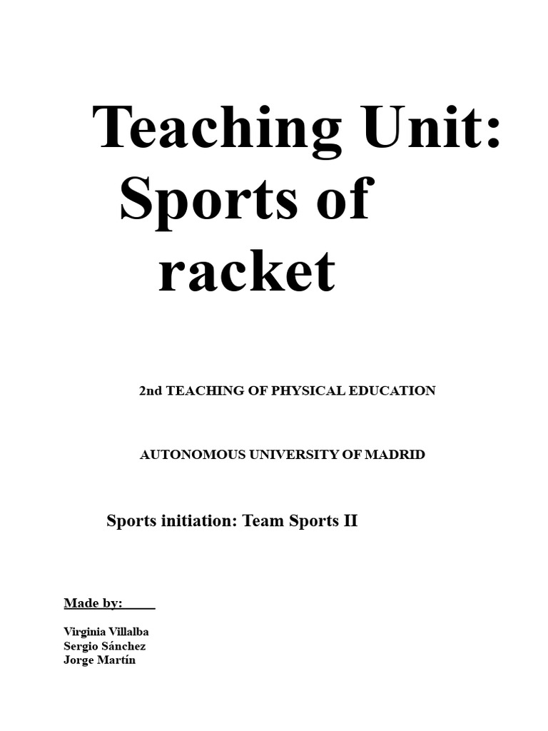 Racket Sports Teaching Unit for Kids | PDF | Thought