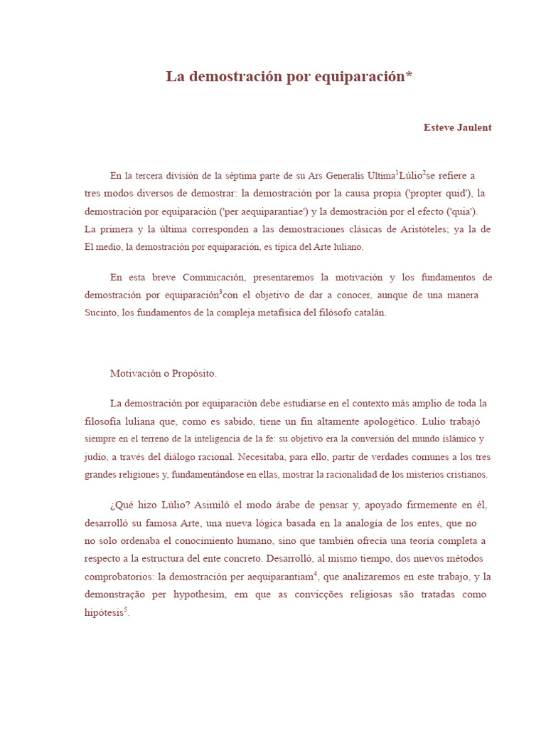 Demostración por Equiparación en Lúlio | PDF | Esencia | Conocimiento