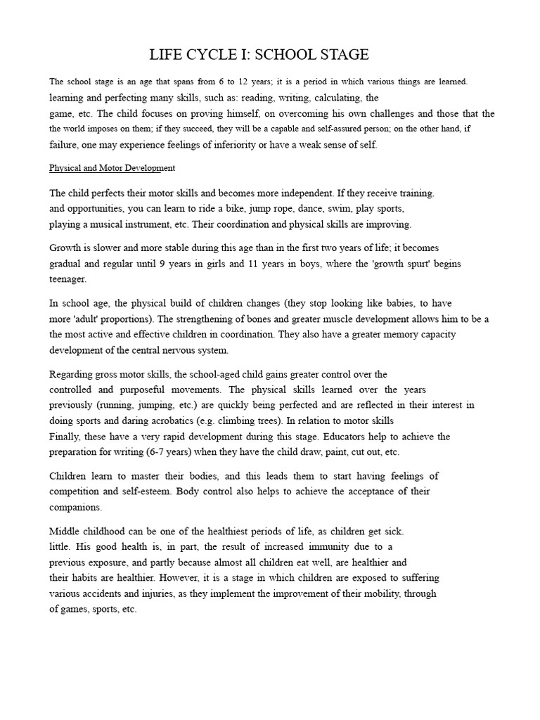 Vital Cycle II - School Age and Important Authors | PDF | Cognitive ...