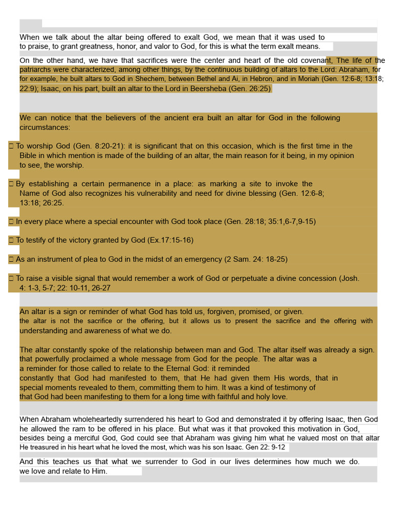 The Significance of Altars in Worship | PDF | Book Of Genesis | Isaac