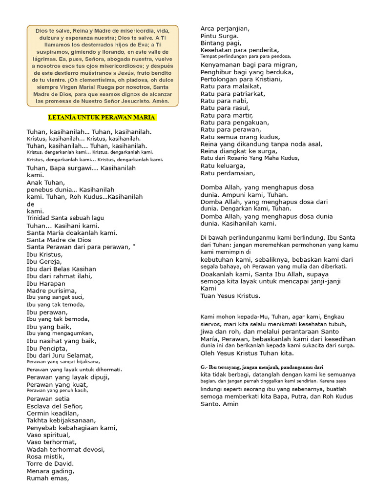 Litani Santa Perawan Maria | PDF
