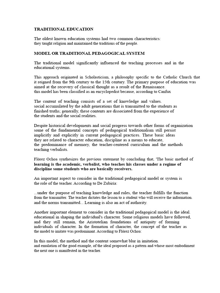 Overview of Traditional Education Systems | PDF | Pedagogy | Teachers