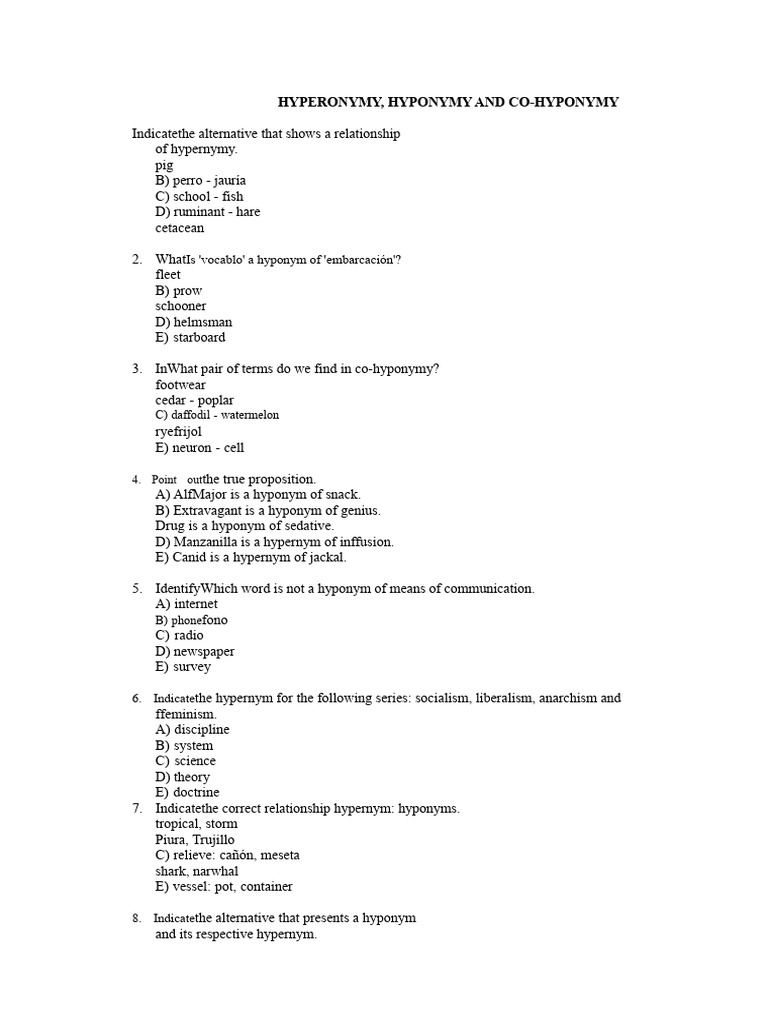 Understanding Hypernymy and Hyponymy | PDF