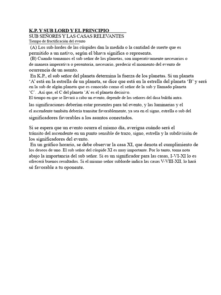 Fundamentos Del Sub Señor en La Astrología KP | PDF
