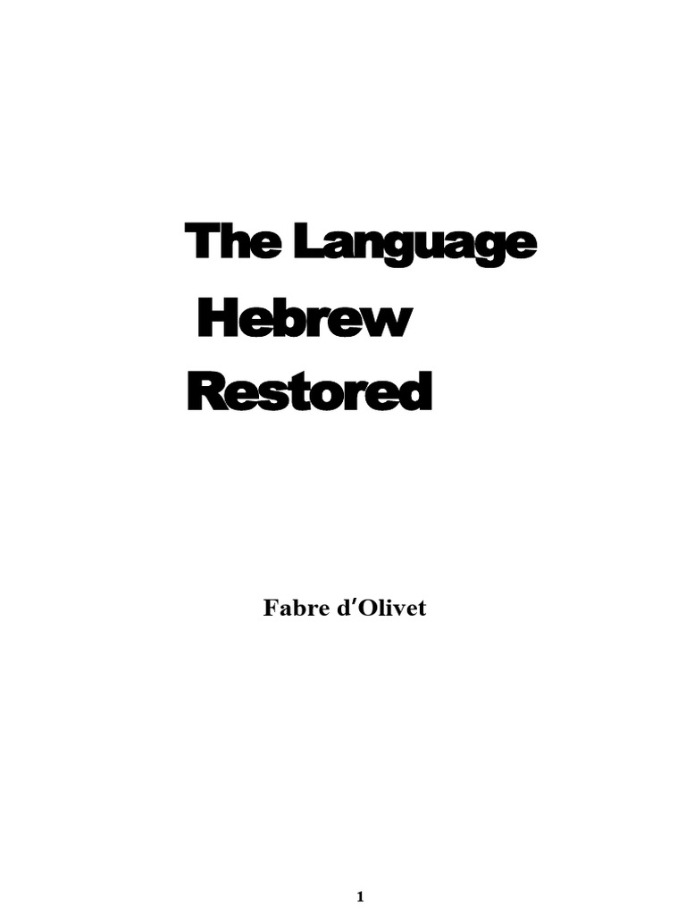 Restoring Hebrew Language and Genesis | PDF | Pharisees | Bible