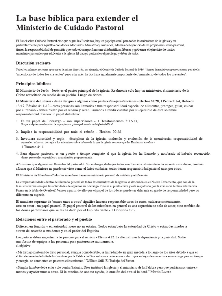 CT Base Bíblica para El Cuidado Pastoral | PDF | Iglesia cristiana ...