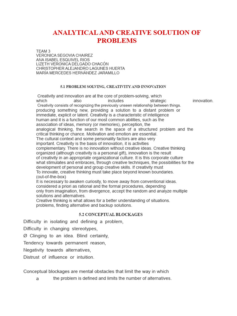 Analytical and Creative Problem-Solving Skills | PDF | Creativity | Thought