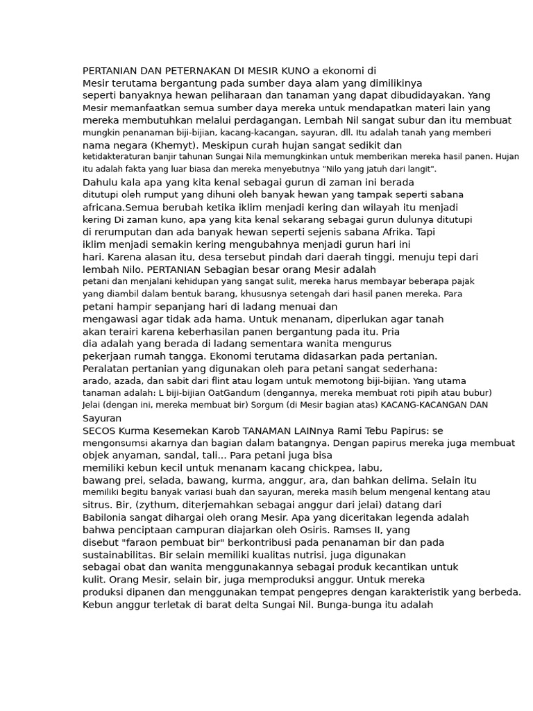 Pertanian dan Peternakan di Mesir Kuno | PDF