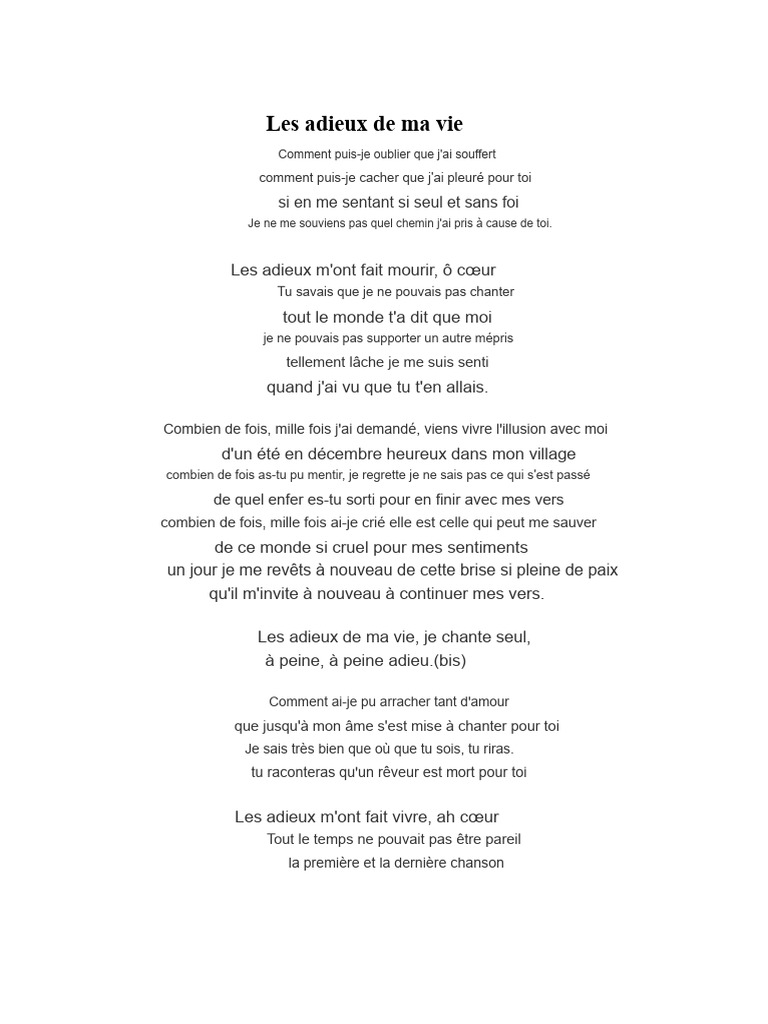 Les adieux : un chant de douleur et d'amour | PDF