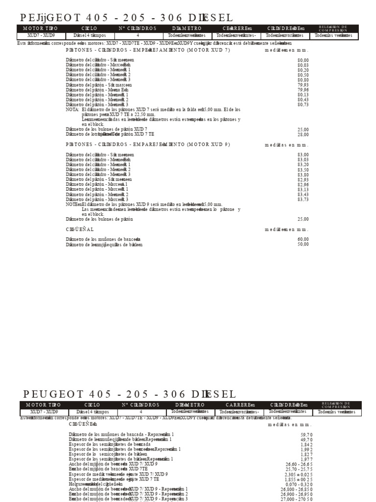 Peugeot 405 - 205 - 306 Diesel | PDF