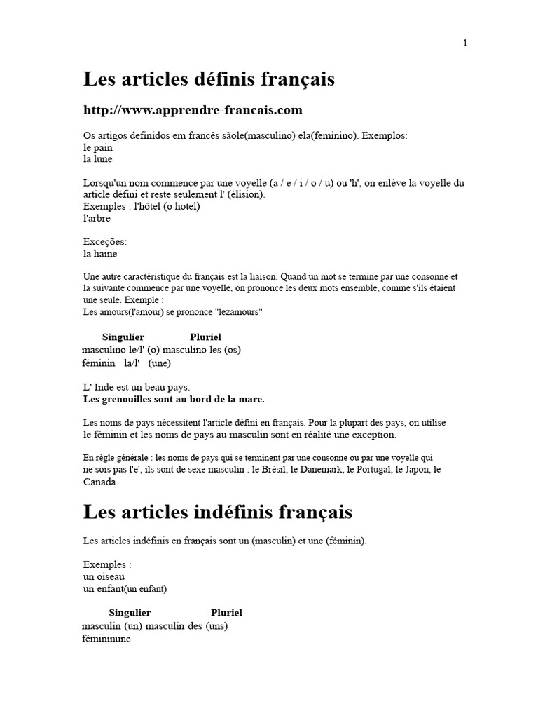 Articles et adjectifs en français | PDF | Genre grammatical | Nom ...