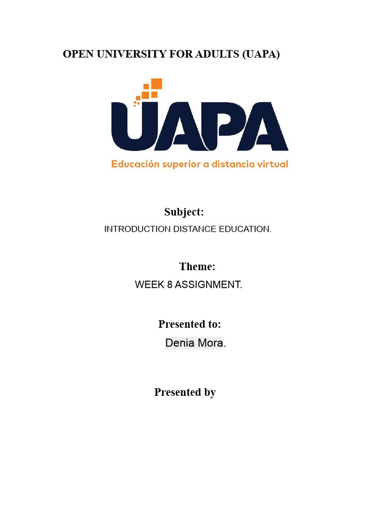 WEEK 8 ASSIGNMENT DISTANCE EDUCATION | PDF | Distance Education ...