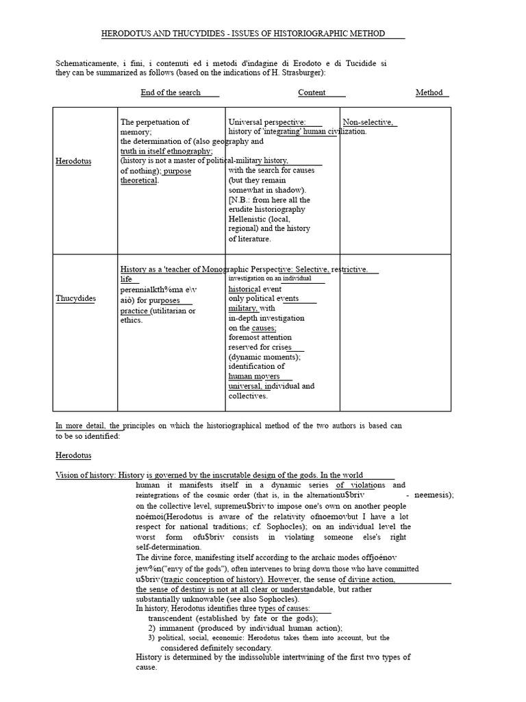 Herodotus and Thucydides method | PDF | Thucydides | Historiography