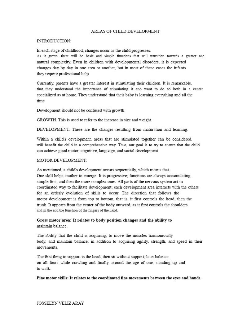 Areas of Child Development | PDF | Child Development | Hand