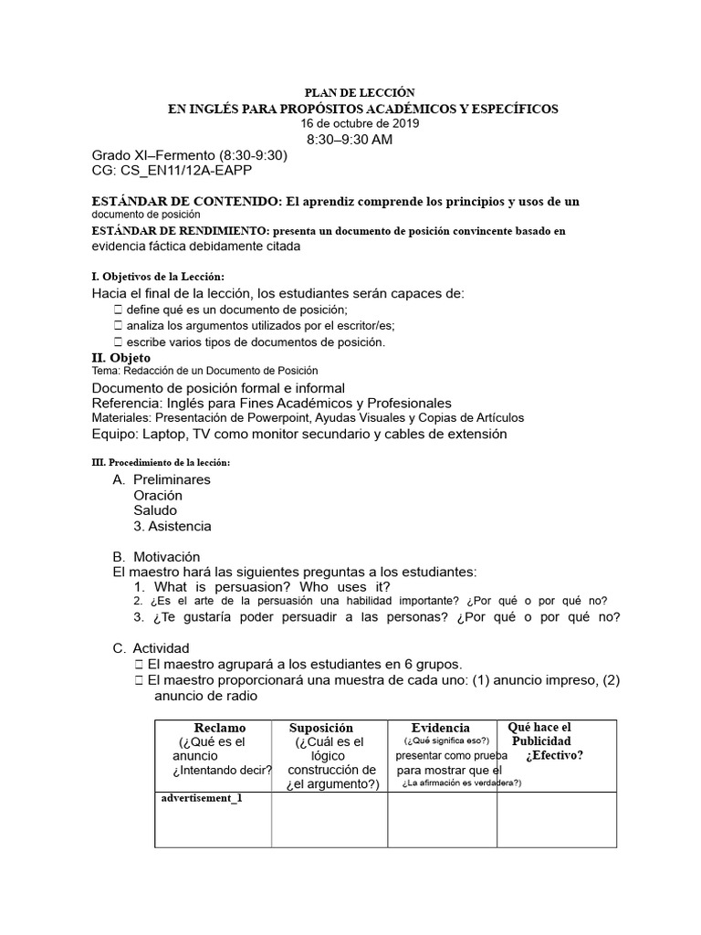 Cot LP - Eapp | PDF | Argumento | Persuasión