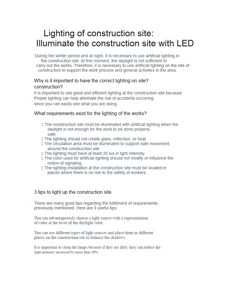 Construction Site Lighting | PDF | Lighting | Light