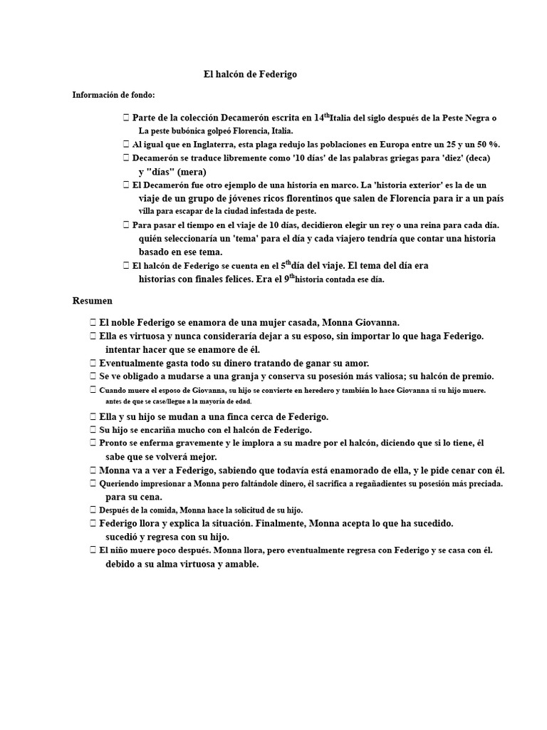 El Halcón de Federigo | PDF | El decameron