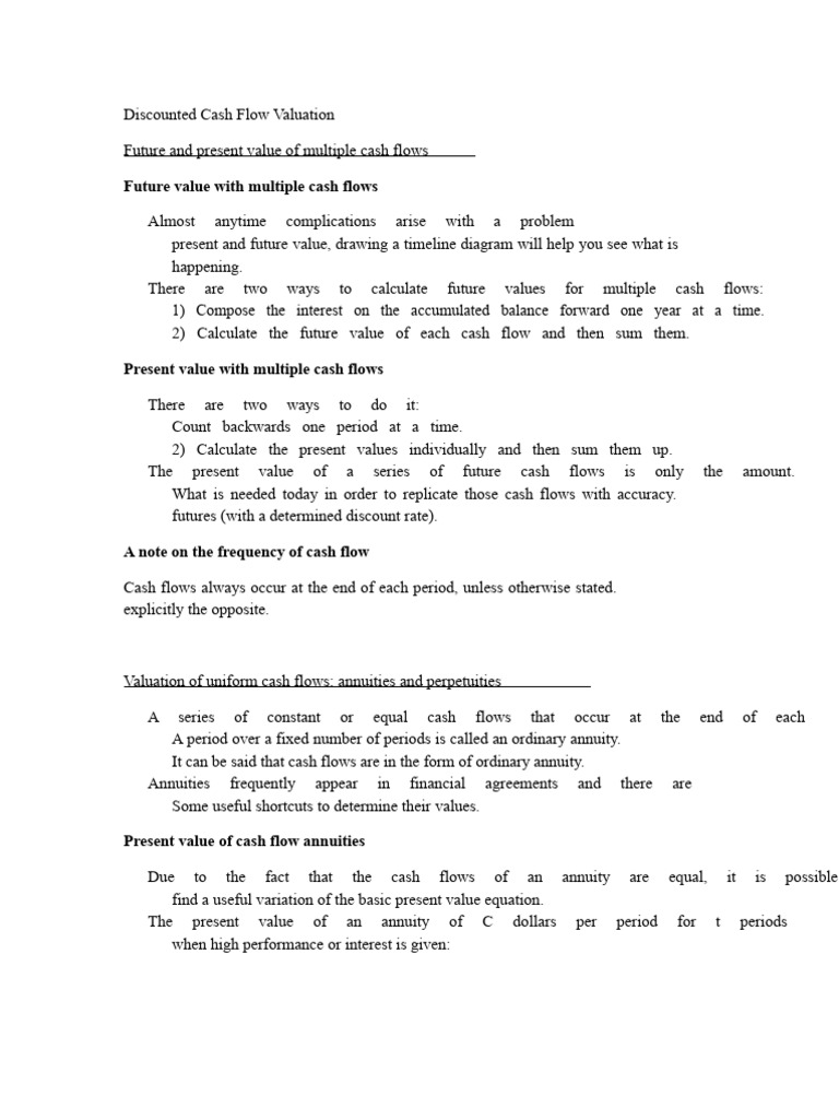 Valuation of Future and Present Multiple Cash Flows | PDF | Present ...