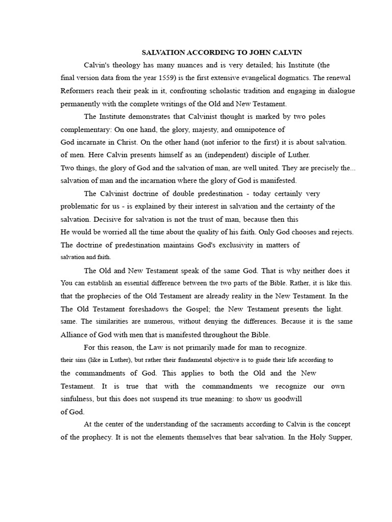 Calvin and Luther on Salvation Explained | PDF | Catholic Church ...