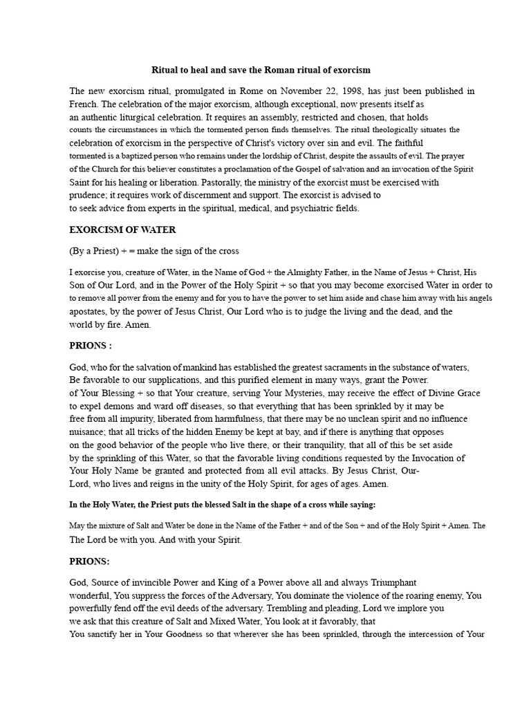Ritual To Heal and Save The Roman Ritual of Exorcism | PDF | Exorcism ...