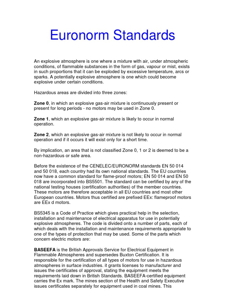 Euronorm Standards On Motors | Download Free PDF | Safety | Nature