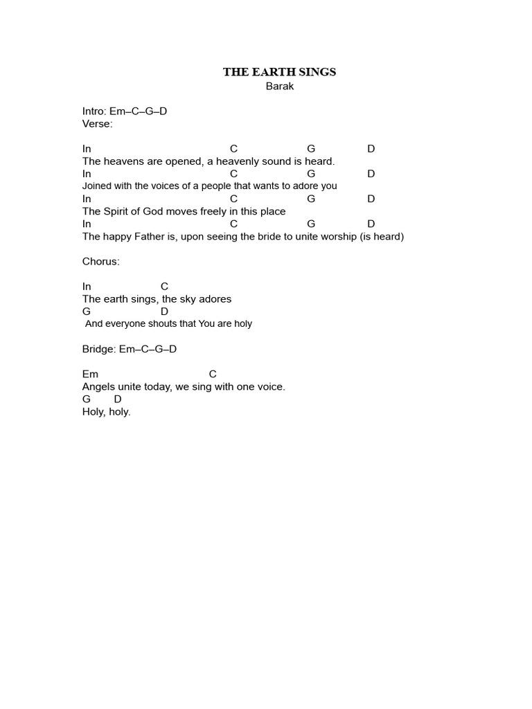 The Earth Sings: Worship Lyrics | PDF