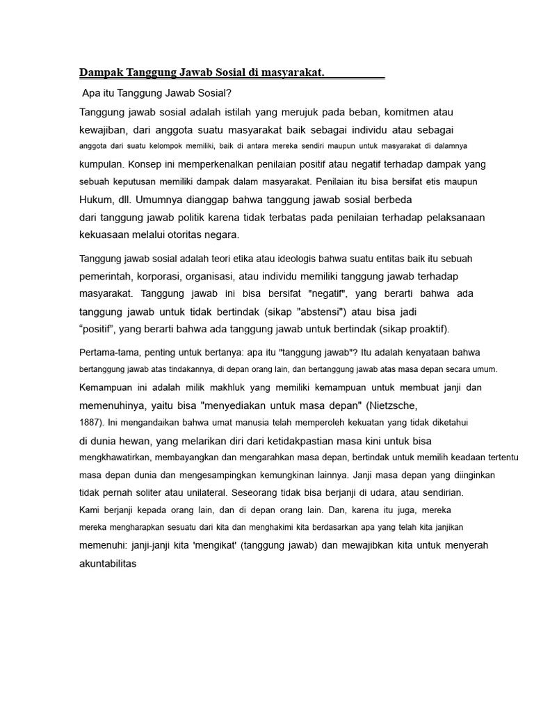 Ketidakbertanggungjawaban dalam Tanggung Jawab Sosial | PDF
