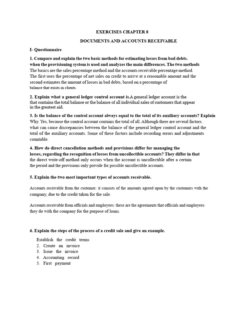 EXERCISES CHAPTER 8 - accounting | PDF | Bad Debt | Interest