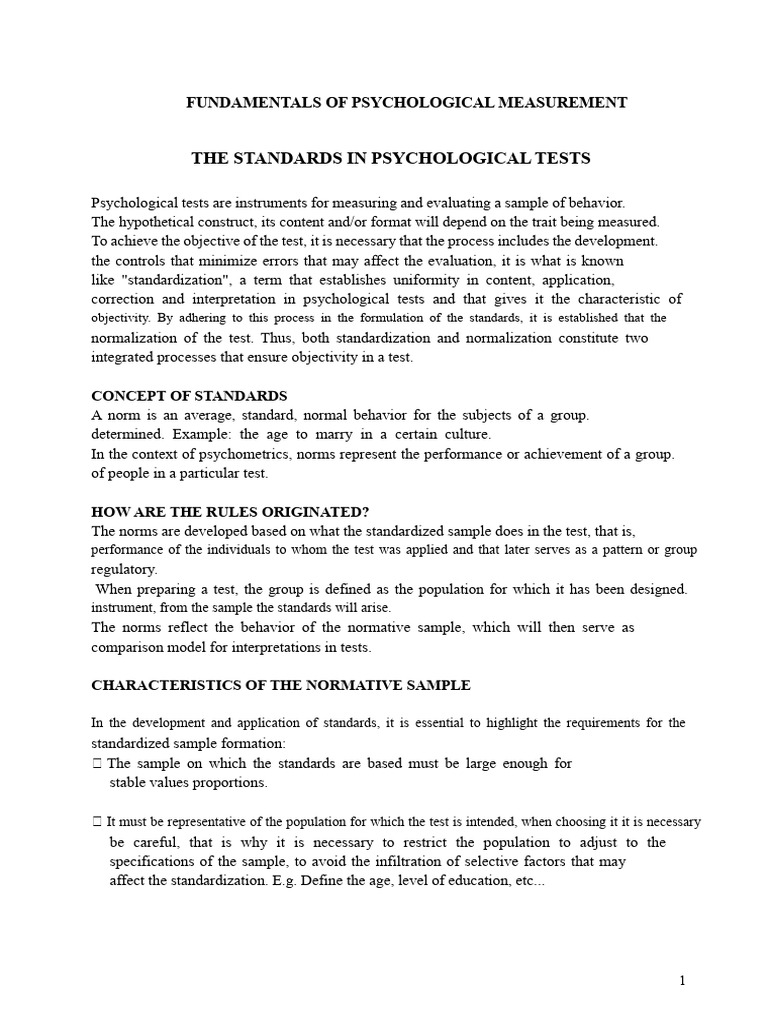 Standardization in Psychological Testing | PDF | Variance | Normal ...