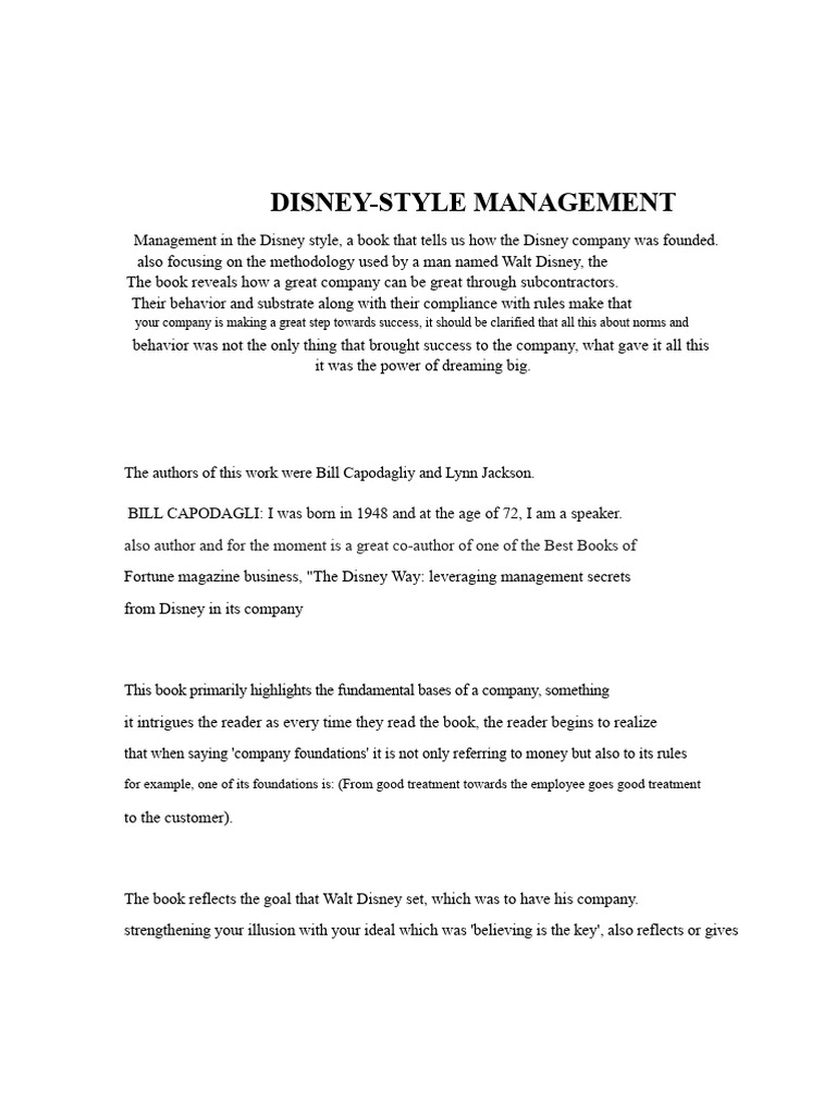 Management in Disney Style | PDF