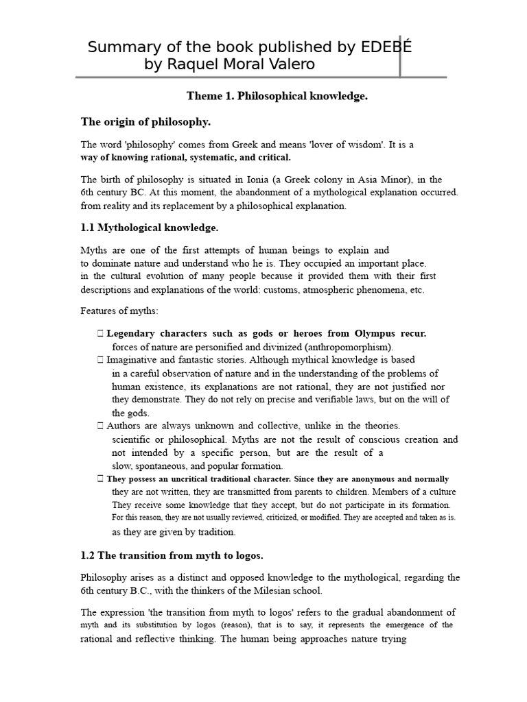 Philosophy: From Myth to Rational Thought | PDF | Knowledge | Rationalism