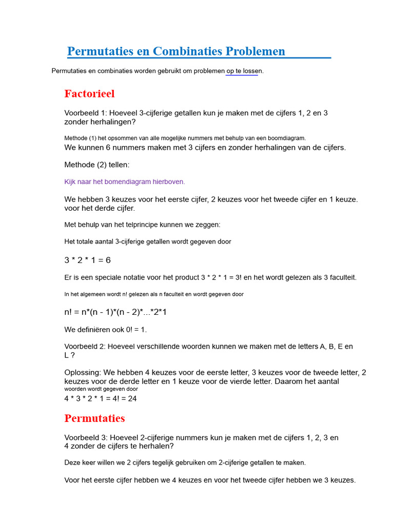 Permutaties en Combinaties Problemen | PDF