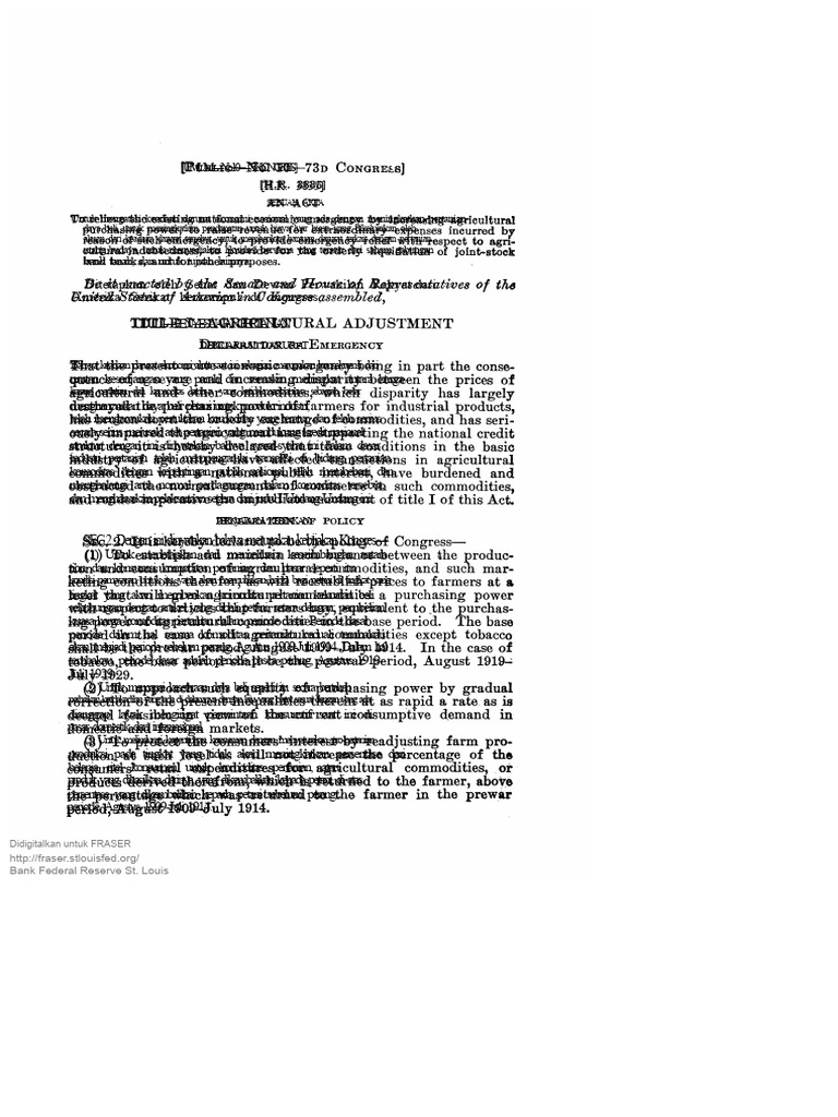 Akta Penyesuaian Pertanian Darurat | PDF