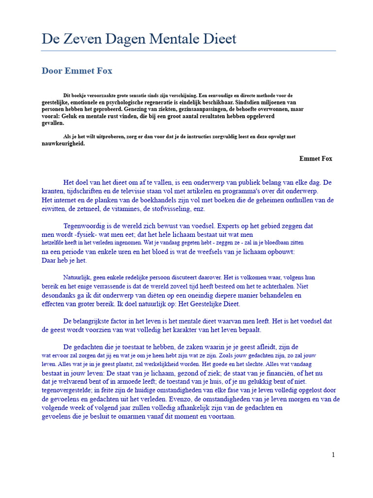 De Zeven Dagen Geestelijke Dieet | PDF