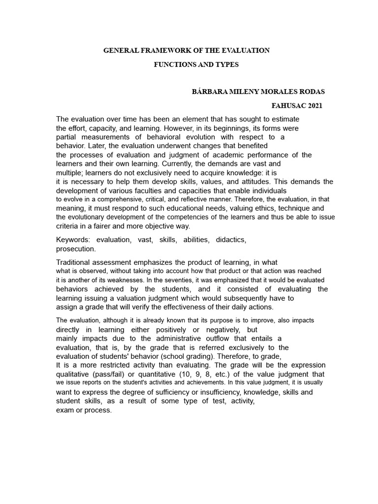 General Approach To The Evaluation Essay | PDF | Educational Assessment ...