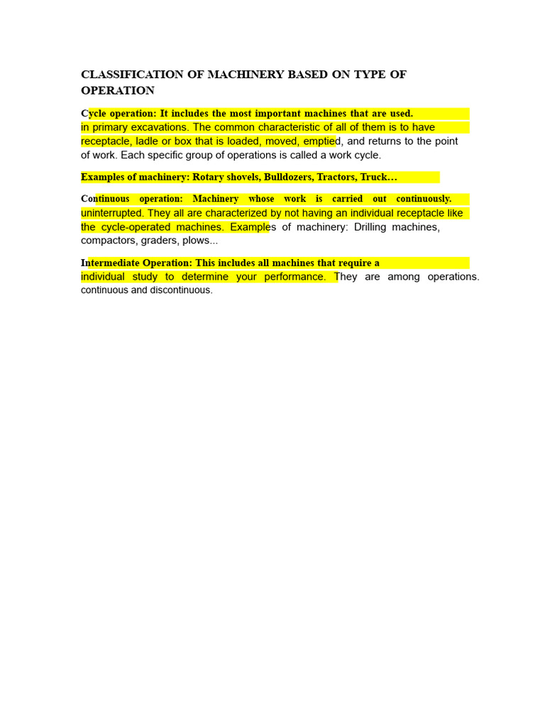 Classification of Machinery Based On The Type of Work | PDF | Crane ...