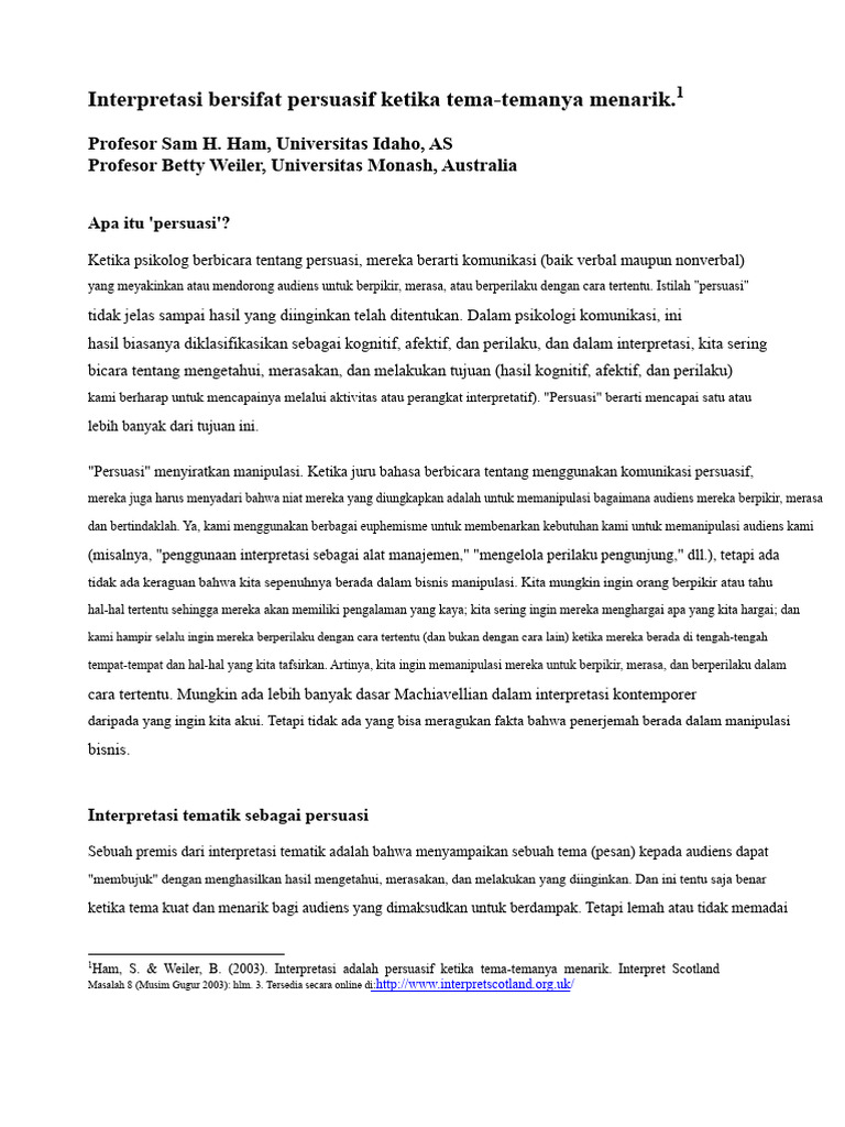 Sam Ham - Interpretasi | PDF