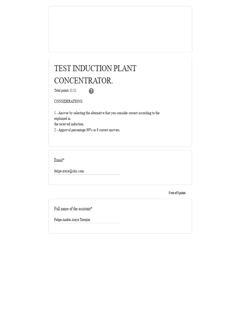 Concentrator Plant Induction Test Guide | PDF | Safety | Occupational ...