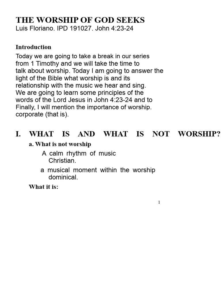 John 4:23-24. The worship that God seeks | PDF | Worship | God