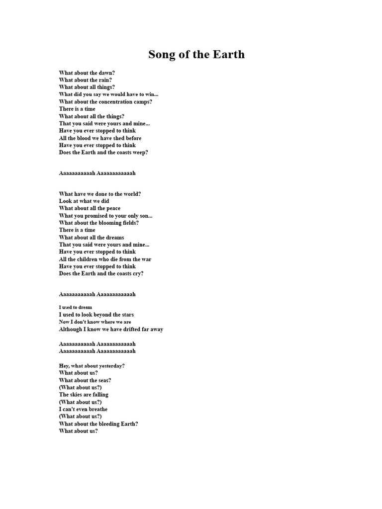 Earth Song - Song of The Earth - Michael Jackson | PDF