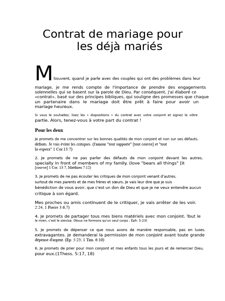 Contrat de mariage basé sur la foi | PDF | Mariage | Famille