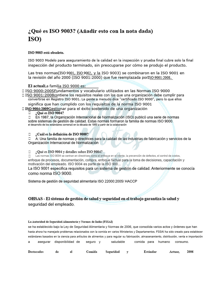 ¿Qué Es ISO 9003? (Añadir Esto Con La Nota Dada) : El Actual | PDF ...