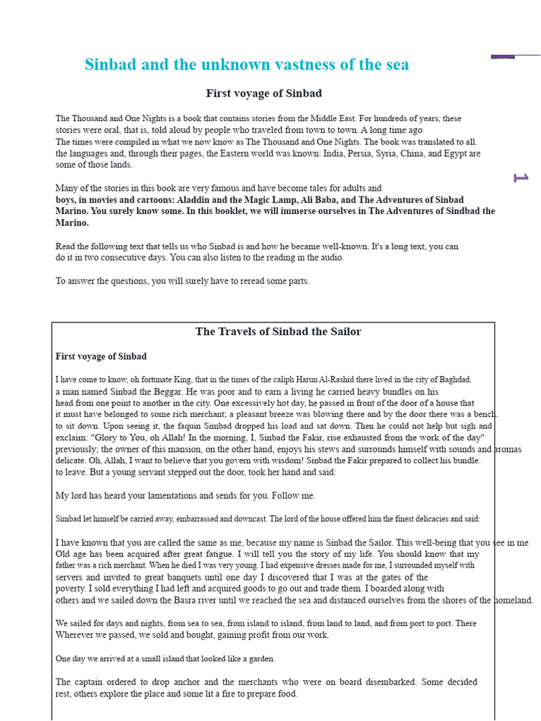 Activities - Sinbad the Sailor | PDF