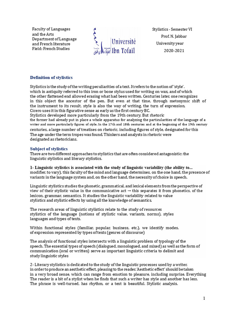 Introduction to stylistics | PDF | Linguistics | Rhetoric