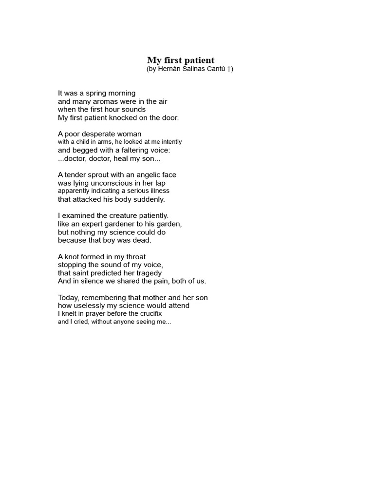 Poems "My First Patient" and "The Doctor", by Hernán Salinas Cantú | PDF