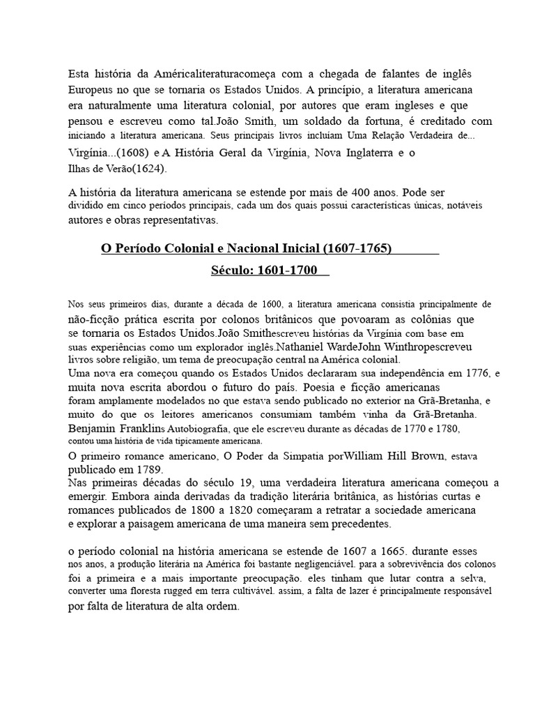 história editada.docx | PDF | Romantismo | Os Estados Unidos